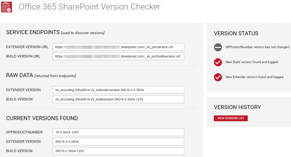 Office 365 SharePoint Version Checker – Canviz